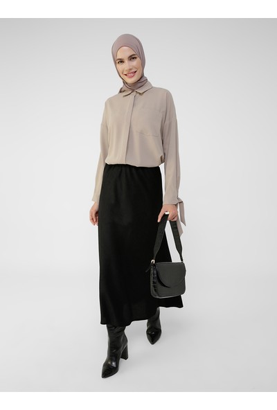 Refka Fitilli Kadife Etek - Siyah - Refka