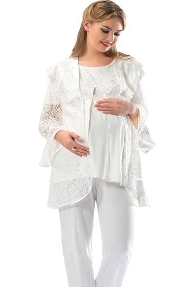 Sistina 1303 Lohusa Pijama Takımı Beyaz