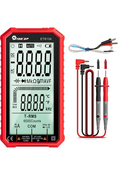 Carino ET8134 Kırmızı Dijital Multimetre True-Rms Otomatik Ranging Ac / Dc Volt Ohm Kapasite Sürekliliği (Yurt Dışından) Carino ET8134 Kırmızı Dijital Multimetre True-Rms Otomatik Ranging Ac / Dc Volt Ohm Kapasite Sürekliliği (Yurt Dışından)