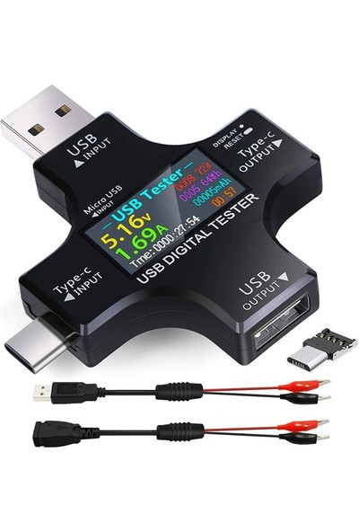 Carino Siyah USB C Test Cihazı 2 1 C USB Test Cihazı Renkli Ekran IPS Dijital Multimetre Gerilim (Yurt Dışından) Carino Siyah USB C Test Cihazı 2 1 C USB Test Cihazı Renkli Ekran IPS Dijital Multimetre Gerilim (Yurt Dışından)