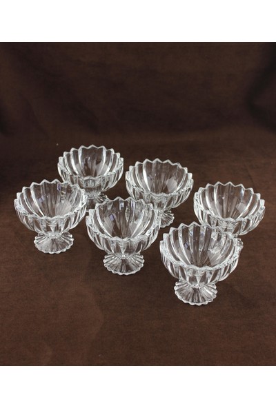 Albetto Cam 6'lı Ayaklı Kase Çerezlik Magnolia Mini Kase Set