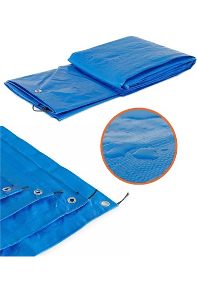 Edoplast 3x5 Metre Mavi Ebatlı Pvc Branda Hazır Çadır Gölgelik Su Geçirmez Tente Koruyucu Koruma Örtü Kapsüllü
