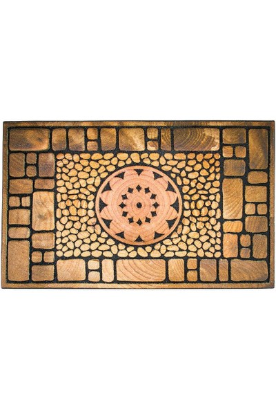 Giz Home Mozaik Kauçuk Kapı Paspası Nem Alıcı Dış Mekan Kapı Girişi Halısı Taş Desenli Kapı Önü Paspası