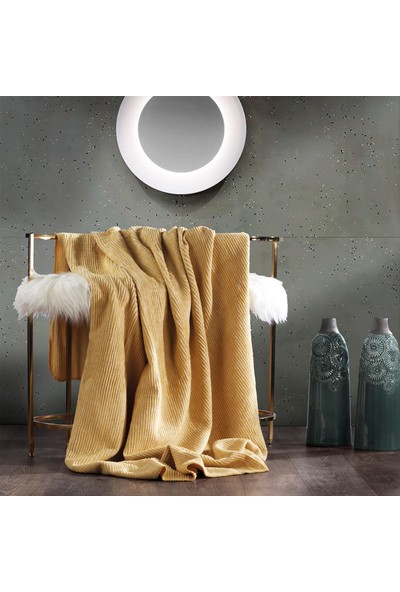 Schafer Lady Çift Kişilik Battaniye 200 x 220 cm Hardal