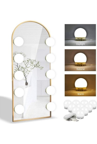 İtc Store Nostalji Hollywood Tarzı 10'lu Makyaj Masası Aynası Beyaz LED Işıklı Lamba USB İtc Store Nostalji Hollywood Tarzı 10'lu Makyaj Masası Aynası Beyaz LED Işıklı Lamba USB