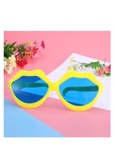 Vip Plus Sarı Renk Mega Boy Jumbo Dudak Şekilli Parti Gözlüğü