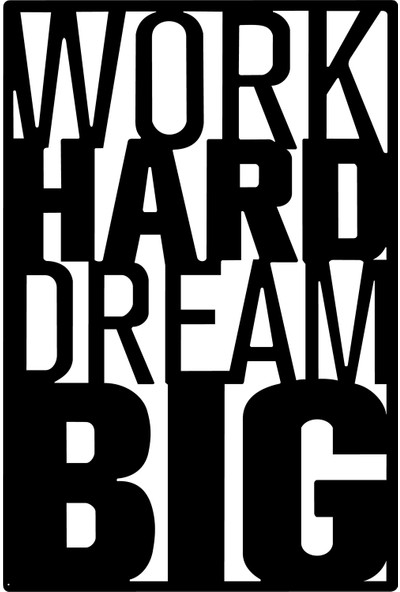 Mvg Store Work Hard Dream Big Metal Tablo 75 x 50 cm