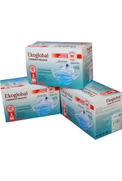 Ekoglobal Cerrahi Maske 3X50'Lİ Kutu Ekoglobal Cerrahi Maske 3X50'Lİ Kutu