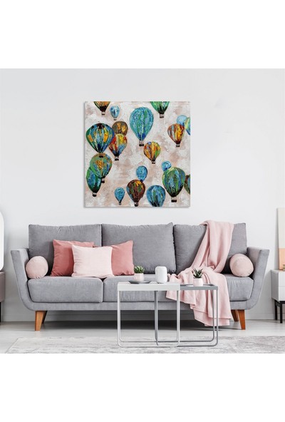 Tablo Life Uçan Balonlar - Yağlı Boya Dokulu Tablo