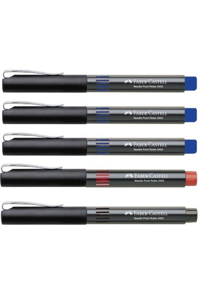 Faber-Castell İğne Uçlu Roller Kalem 0.5 mm Mavi 3'lü + Kırmızı Tekli + Siyah Tekli Faber-Castell İğne Uçlu Roller Kalem 0.5 mm Mavi 3'lü + Kırmızı Tekli + Siyah Tekli