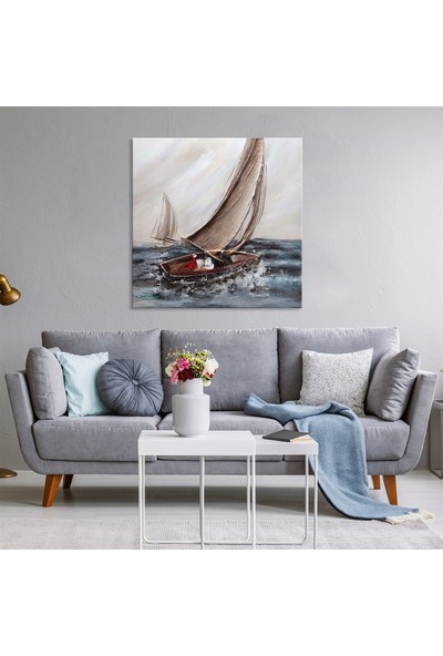 Tablo Life Yelkenli - Yağlı Boya Dokulu Tablo