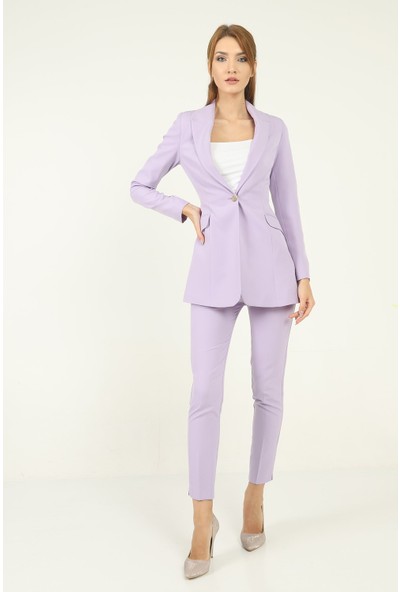Mangosteen Kadın Lila Tek Düğmeli Uzun Klasik Ceket Mangosteen Kadın Lila Tek Düğmeli Uzun Klasik Ceket
