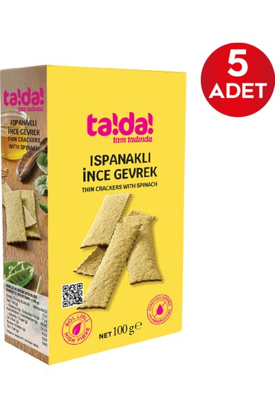 Tada Ta!da! Ispanaklı Ince Gevrek 100 G - 5 Adet Tada Ta!da! Ispanaklı Ince Gevrek 100 G - 5 Adet