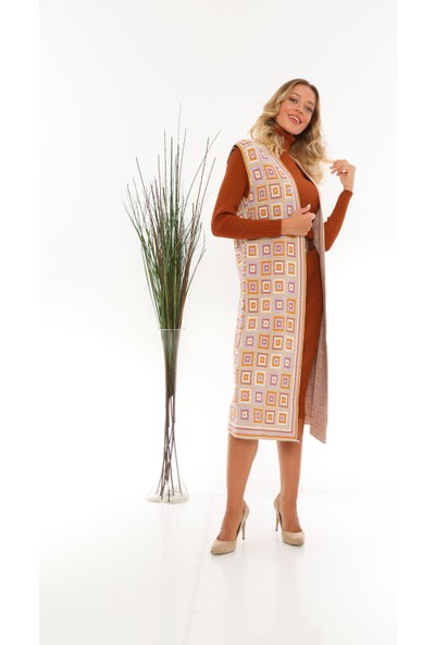 Enbabakız Etnik Desenli Triko Yelek Enbabakız Etnik Desenli Triko Yelek