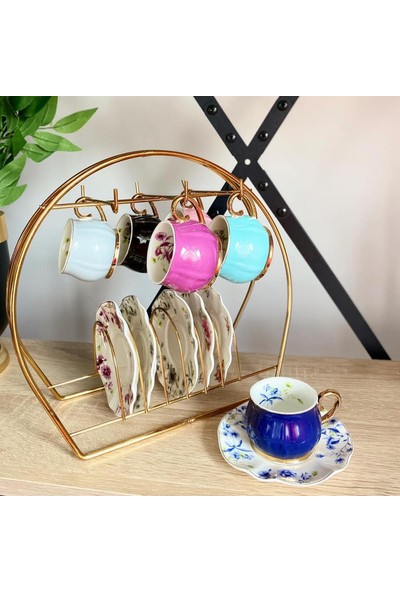 Indirim Hareketi Dekoratif 6 Kancalı Fincan Takım Askısı Gold Kaplama