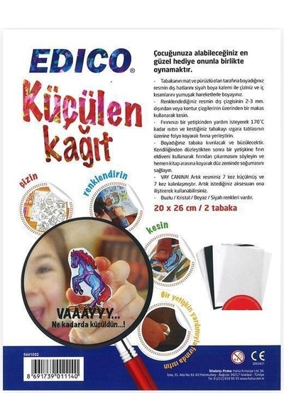 Edico Halsa Küçülen Kağıt 20 x 26 cm Şeffaf 2'li Paket