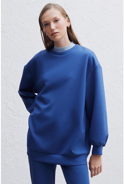 Perspective Guido Rahat Kalıp Bisiklet Yaka Indigo Sweatshirt Perspective Guido Rahat Kalıp Bisiklet Yaka Indigo Sweatshirt