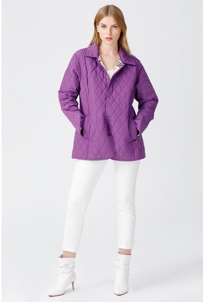 Desen Triko Kadın Kapitone Araboy Ceket 1-6 Lila Desen Triko Kadın Kapitone Araboy Ceket 1-6 Lila