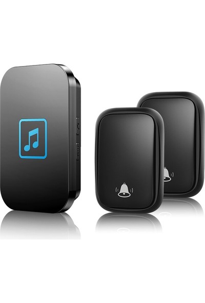 Cacazi 2 Buton 1 Alıcı Pil Gerektirmeyen Kablosuz LED Kapı Zili