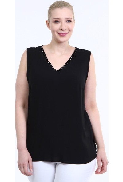 Myline V Yaka Şerit Detay Kolsuz Bluz Myline V Yaka Şerit Detay Kolsuz Bluz