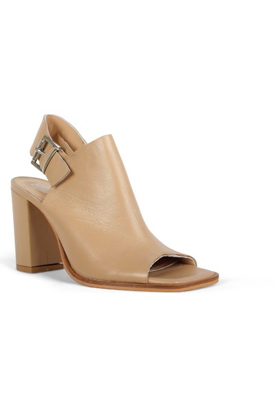 Karven Shoes Kadın Hakiki Ten Deri Tokalı Arkası Önü Açık Yazlık Sandalet 10010007