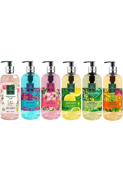 Eyüp Sabri Tuncer Sıvı Sabun Seti Ayvalık Zeytin Çiçeği, Çeşme Limonu, Japon Kiraz Çiçeği, Okyanus, Bodrum Mandalinası, Milyonlarca Gül 500 ml Eyüp Sabri Tuncer Sıvı Sabun Seti Ayvalık Zeytin Çiçeği, Çeşme Limonu, Japon Kiraz Çiçeği, Okyanus, Bodrum Mandalinası, Milyonlarca Gül 500 ml