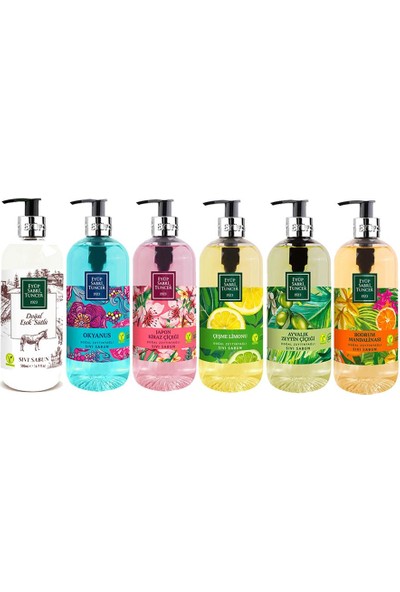 Eyüp Sabri Tuncer Sıvı Sabun Seti Ayvalık Zeytin Çiçeği, Çeşme Limonu, Japon Kiraz Çiçeği, Okyanus, Bodrum Mandalinası, Eşek Sütlü 500 ml Eyüp Sabri Tuncer Sıvı Sabun Seti Ayvalık Zeytin Çiçeği, Çeşme Limonu, Japon Kiraz Çiçeği, Okyanus, Bodrum Mandalinası, Eşek Sütlü 500 ml