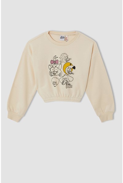 DeFacto Kız Çocuk Kral Şakir Lisanslı Crop Bisiklet Yaka Sweatshirt V4207A621Au