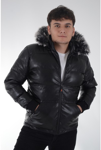 Wearz Kürklü Kapşonlu Şişme Deri Mont Wearz Kürklü Kapşonlu Şişme Deri Mont