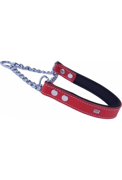 Doggie Gerçek Deriden Boğma Zincirli Köpek Boyun Tasması Kırmızı 2,5X40-50 cm Doggie Gerçek Deriden Boğma Zincirli Köpek Boyun Tasması Kırmızı 2,5X40-50 cm