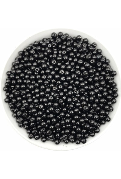 Hedef Bijuteri 50 gr 5mm Siyah Cam Inci Boncuk ,takı Yapım Boncuğu (50GR,~300 Adet)