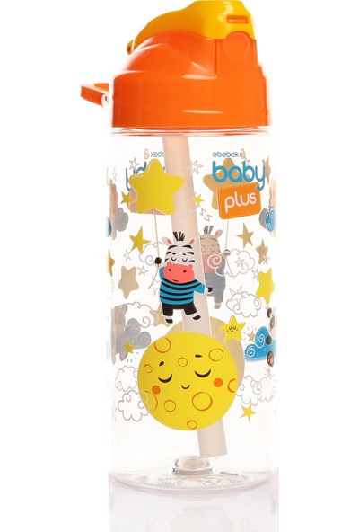 Baby Plus Desenli Sert Silikon Uçlu Matara Tritan 500 cc Asortili Baby Plus Desenli Sert Silikon Uçlu Matara Tritan 500 cc Asortili