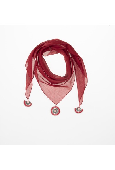 Nahıl Kırmızı Oyalı Fular