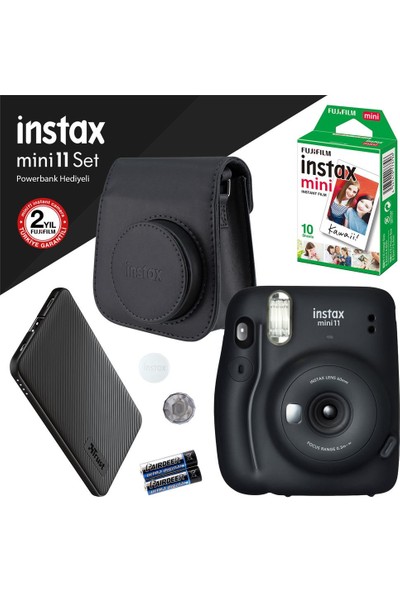 Instax Mini 11 Siyah Fotoğraf Makinesi ve Powerbank Set 3