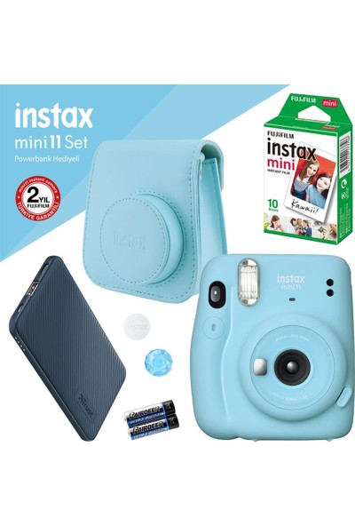 Instax Mini 11 Mavi Fotoğraf Makinesi ve Powerbank Set 3 Instax Mini 11 Mavi Fotoğraf Makinesi ve Powerbank Set 3
