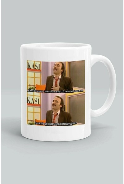 Kupgade Burhan Altıntop Avrupa Yakası Baskılı Beyaz Kupa Bardak 10 Numara Insanım