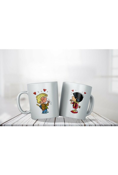 Kupgade Porselen - Cedric & Chan Sevgili Kupa Bardak Takımı- Makinede Yıkanabilir