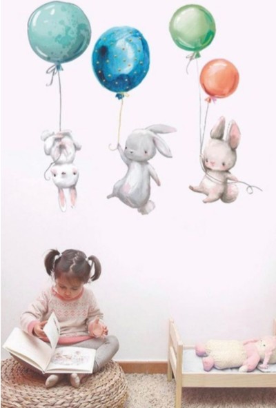 Duende Sticker Balonlu Tavşancıklar Duvar Stickerı Duende Sticker Balonlu Tavşancıklar Duvar Stickerı