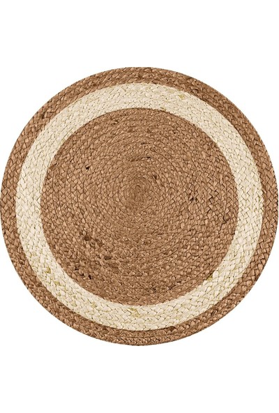 Kahverengi Amaris Beyaz Circle Jüt Örme Hasır Kilim Kahverengi Amaris Beyaz Circle Jüt Örme Hasır Kilim