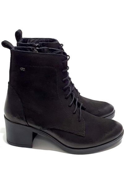 Castle Black 92159-1 Deri Bayan Bot - Siyah Nubuk - 36