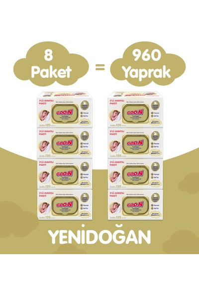 Goon Yenidoğan Islak Havlu 40 Lı x 24 Adet (960 Yaprak) Goon Yenidoğan Islak Havlu 40 Lı x 24 Adet (960 Yaprak)