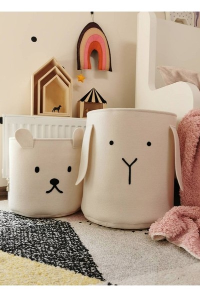 Woll Tasarım Sevimli 2'li Bebek ve Çocuk Odası Çamaşır ve Oyuncak Sepeti 40X50 35X40 cm Woll Tasarım Sevimli 2'li Bebek ve Çocuk Odası Çamaşır ve Oyuncak Sepeti 40X50 35X40 cm