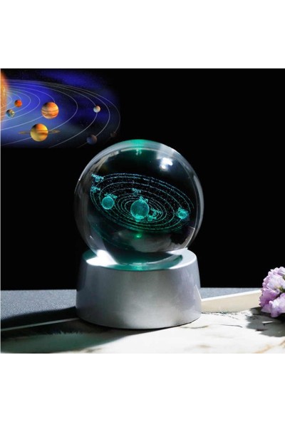 Mobgift Güneş Sistemi Kristal Cam Küre Işıklı Mobgift Güneş Sistemi Kristal Cam Küre Işıklı