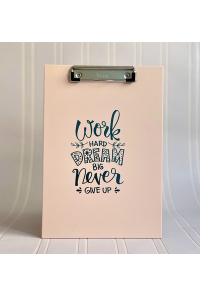 Giftmoda Pembe Work Hard Dream Tasarımlı Sekreterlik