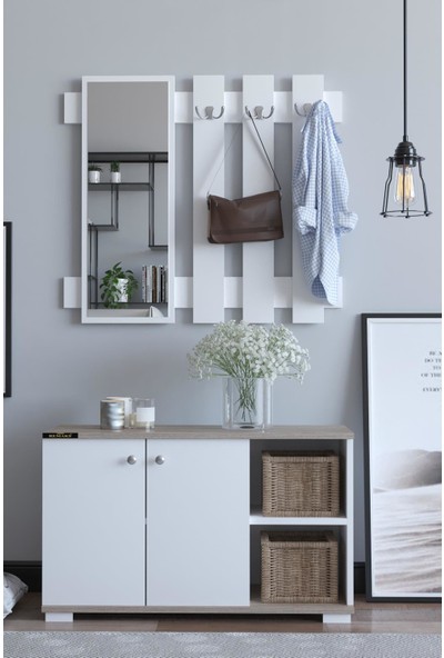 Remaks Plus Aynalı Vestiyer Ayakkabılık Portmanto ve Duvar Askısı Cordoba Beyaz Remaks Plus Aynalı Vestiyer Ayakkabılık Portmanto ve Duvar Askısı Cordoba Beyaz
