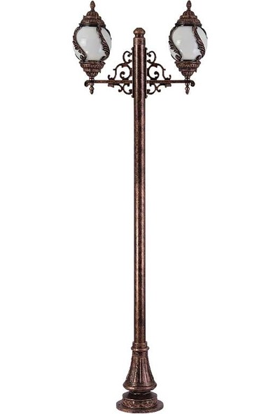 Şanlı - Bahçe Aydınlatması 260 cm 2 Kollu Bakır Rengi Eskitme Direk Yol Aydınlatma Direği Şanlı - Bahçe Aydınlatması 260 cm 2 Kollu Bakır Rengi Eskitme Direk Yol Aydınlatma Direği