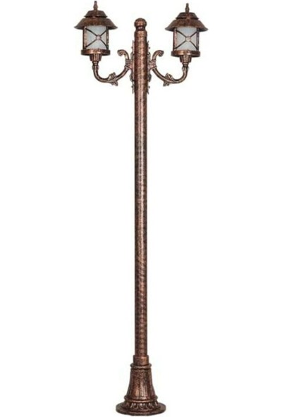 Şanlı - Bahçe Aydınlatması 260 cm Çift Kollu Bakır Rengi Eskitme Direk Yol Aydınlatma Direği 871 Şanlı - Bahçe Aydınlatması 260 cm Çift Kollu Bakır Rengi Eskitme Direk Yol Aydınlatma Direği 871