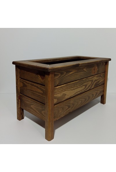 Evmodo Ahşap Saksı Dış Mekan Çiçeklik Ahşap Dekoratif Saksılık Ceviz (60*30)