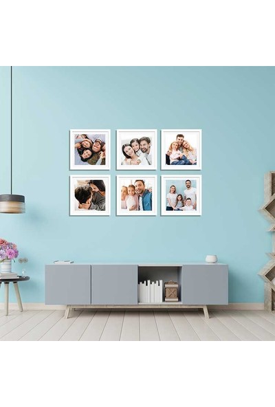 Foto Baskımız Yapışan Sök Tak Kare Çerçeve - Beyaz 3'lü Paket