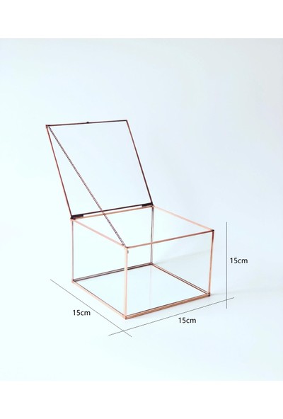 Vitrayverteks Rose Bakır Takı Makyaj Kutusu Çikolata Kutusu